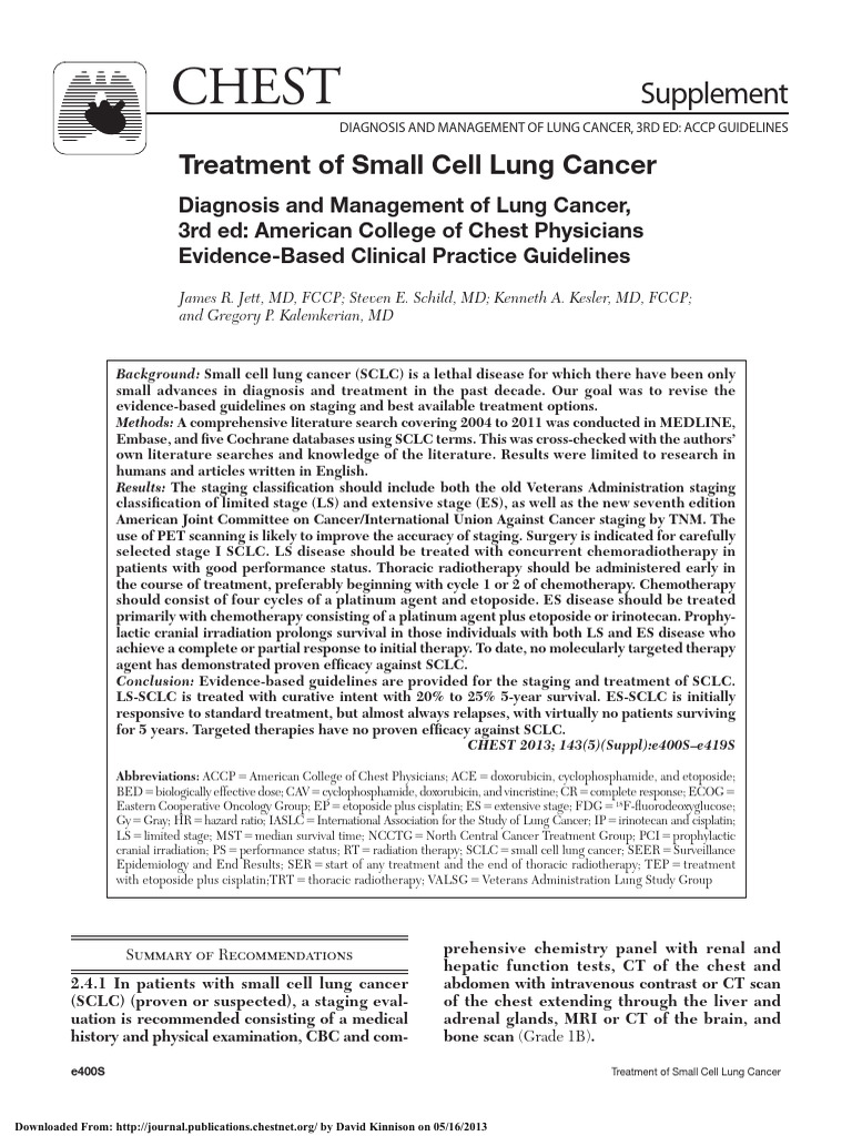 Treatment of Small Cell Lung Cancer Diagnosis and Management of Lung ...