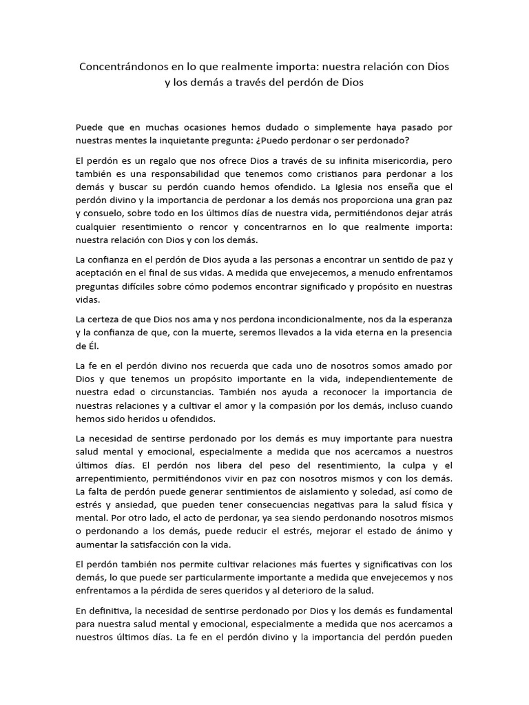 Concentrándonos en Lo Que Realmente Importa-¿Puedo Perdonar o Ser ...