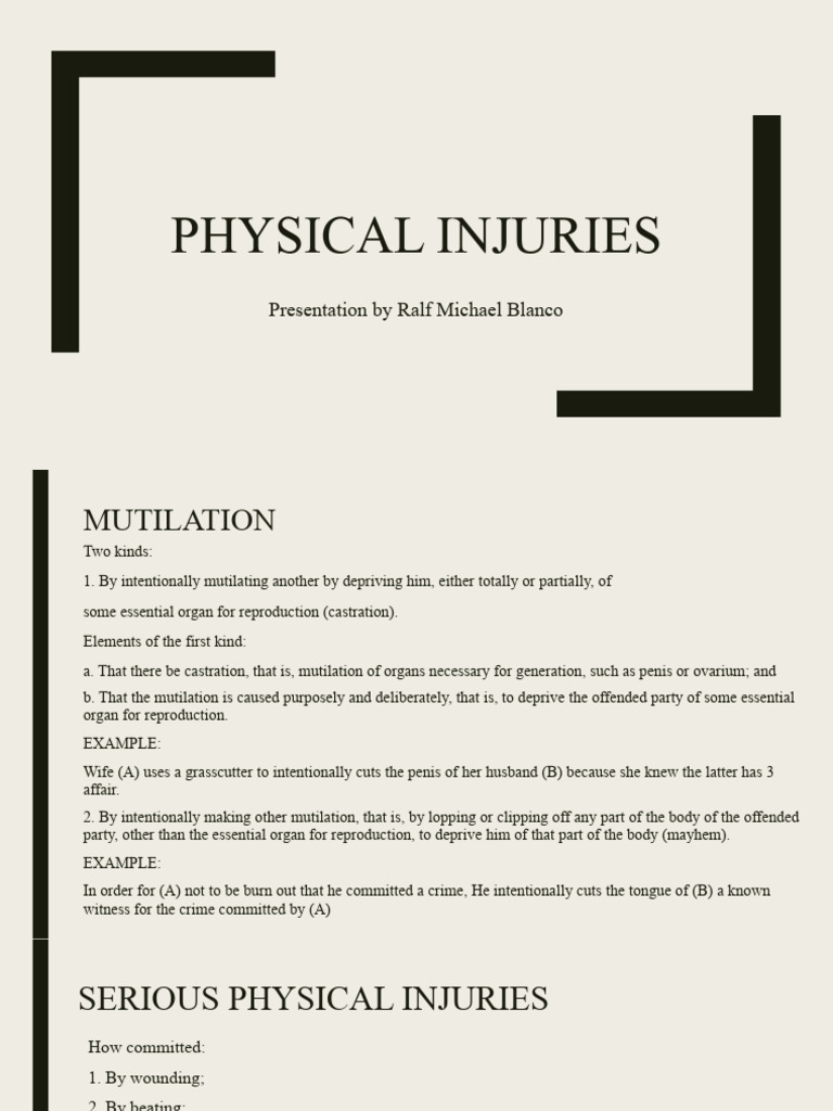 Physical Injuries Reporting | PDF | Justice | Crime & Violence