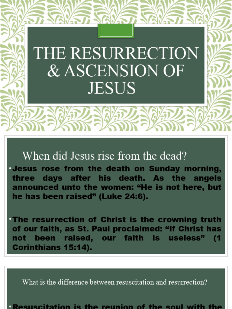 The Resurrection & Ascension of Jesus | PDF | Resurrection Of Jesus | Jesus