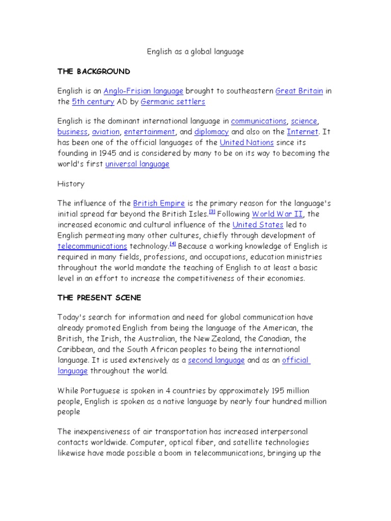 English As A Global Language | PDF | English Language | United Kingdom