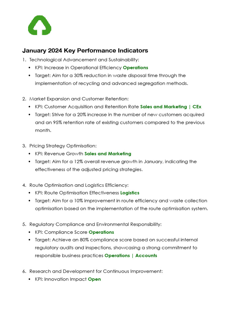 January 2024 KPIs | Download Free PDF | Performance Indicator | Recycling
