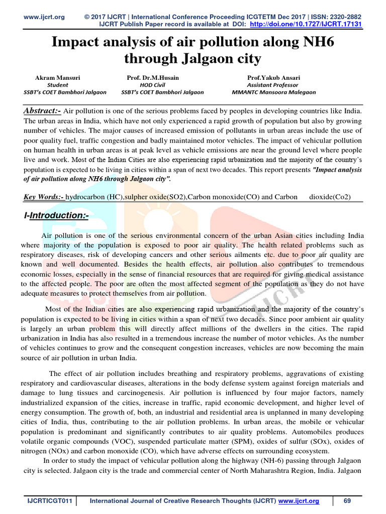 Air Pollution Project Report Jalgoan | Download Free PDF | Air ...
