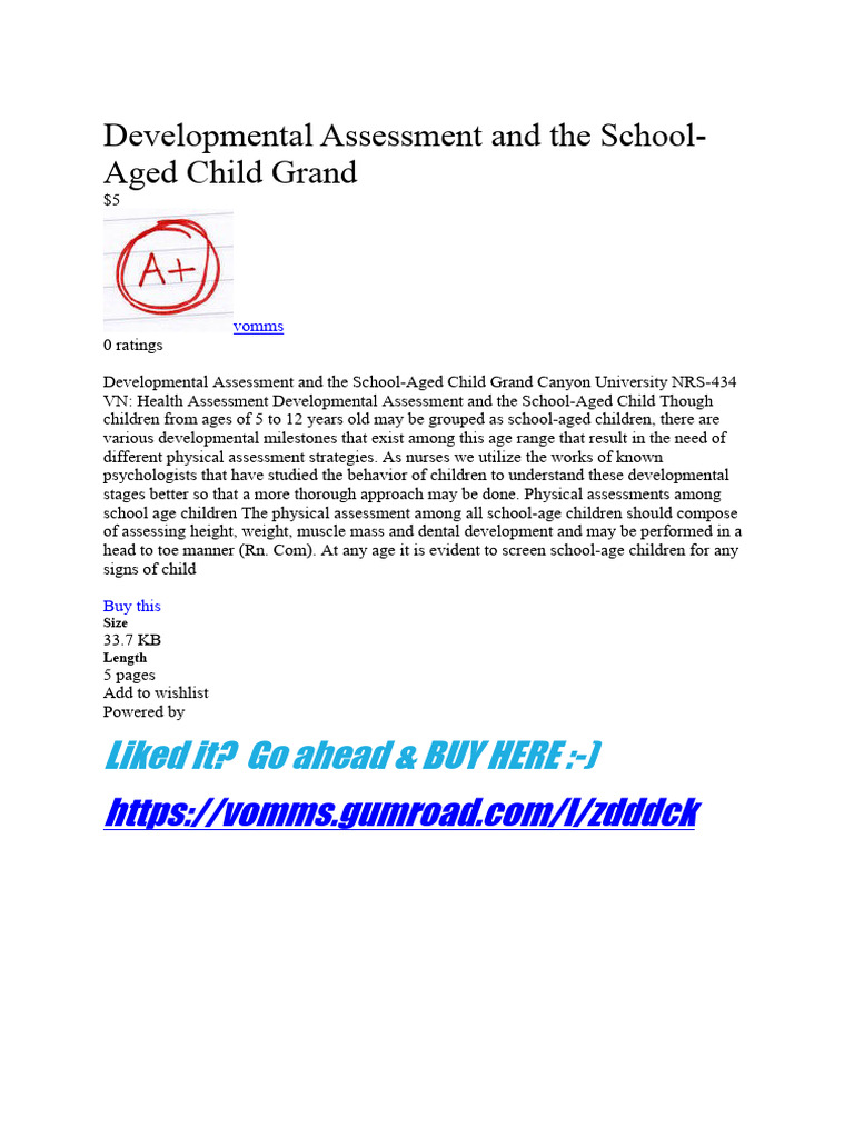 School-Aged Child Development Assessment | PDF
