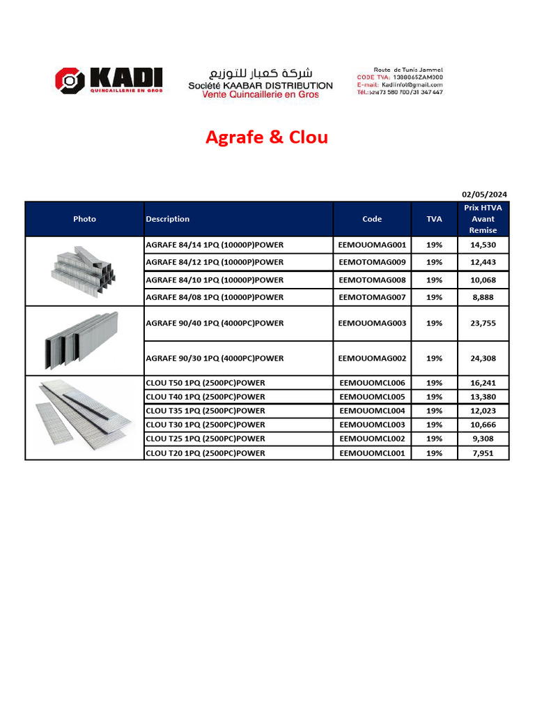 Nouvel Arrivage Agraffe et clou | PDF