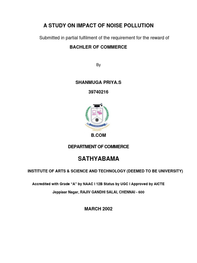 noise pollution projec treport | PDF | Methodology | Sampling (Statistics)