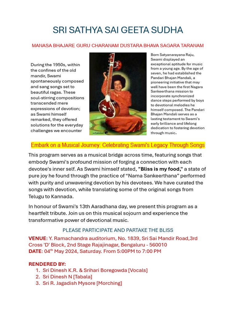 Sri Sathya Sai Geeta Sudha Invite-4 | PDF