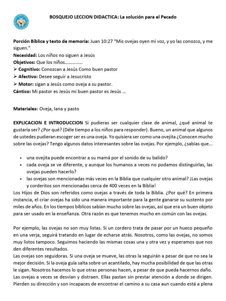 LECCION DIDACTICA La Oveja | PDF | Oveja | Jesús