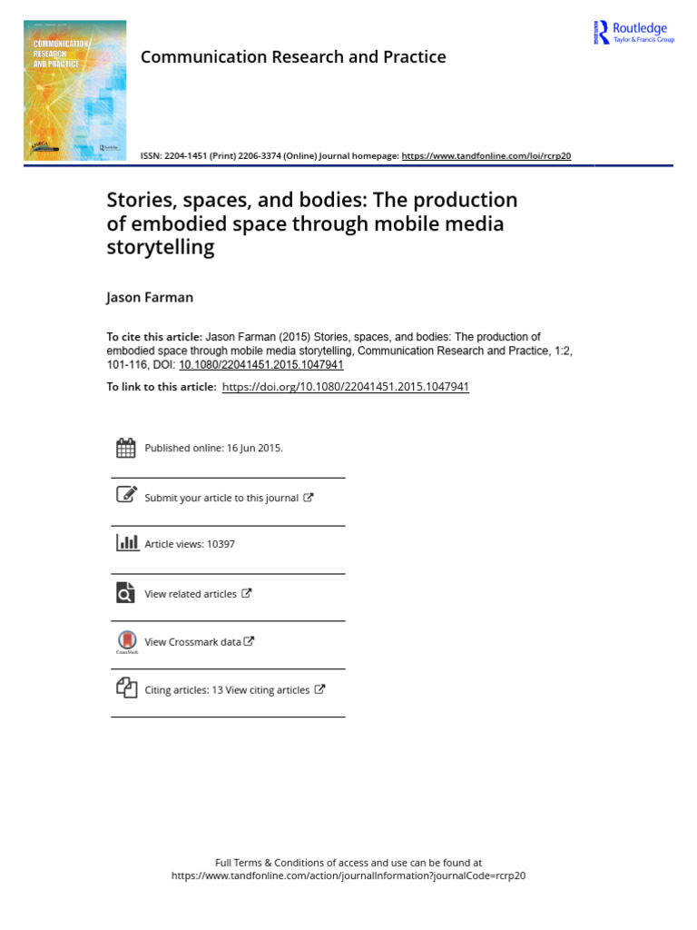 Farman - Stories Spaces and Bodies The Production of Embodied Space ... Farman - Stories Spaces and Bodies The Production of Embodied Space ...