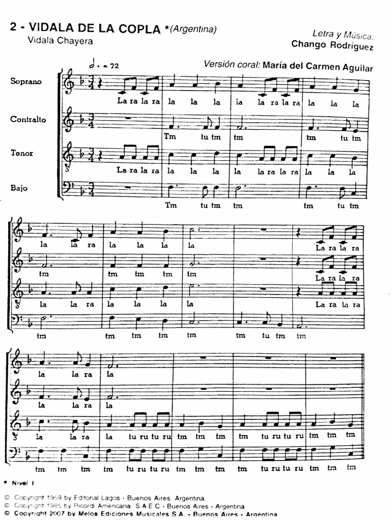Vidala de La Copla. M. C. Aguilar. SATB | PDF