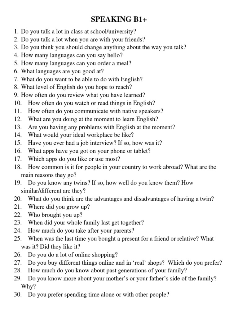 Speaking b1+ New | PDF | English Language | News