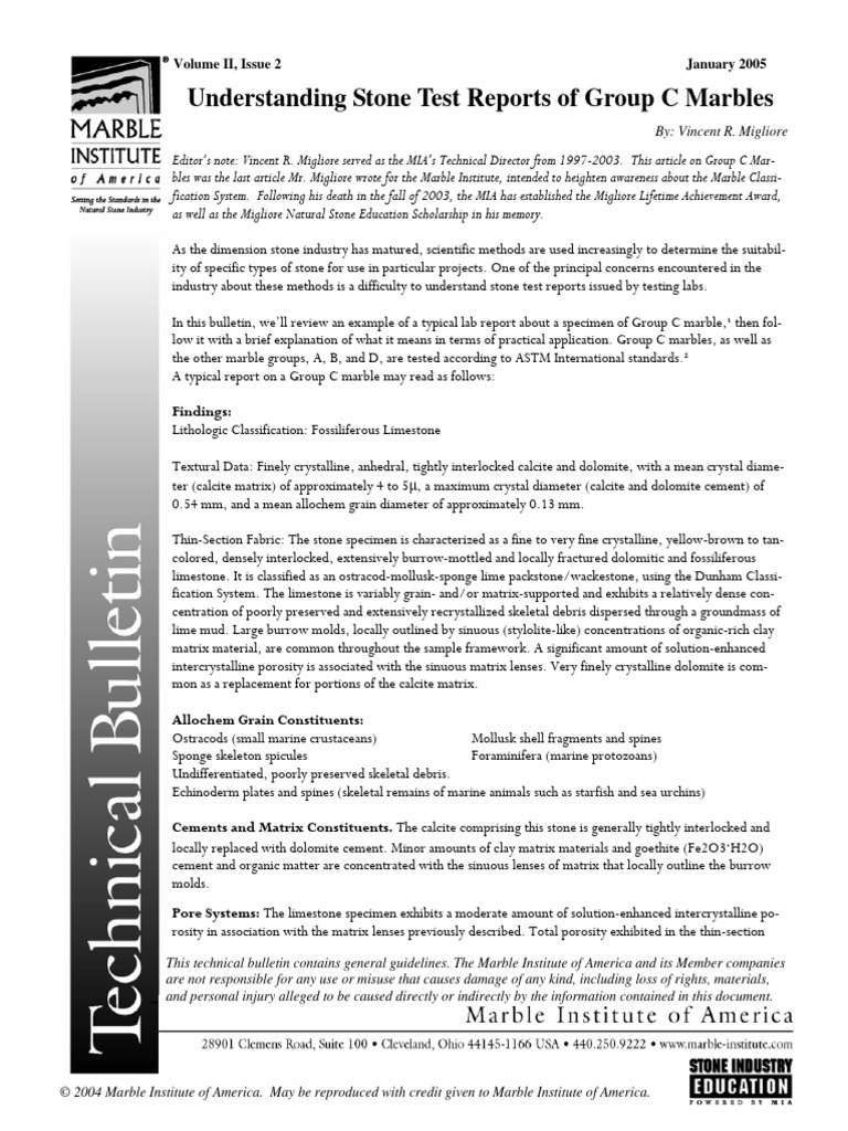 Stone Test Rpts - Groupc | PDF | Limestone | Marble