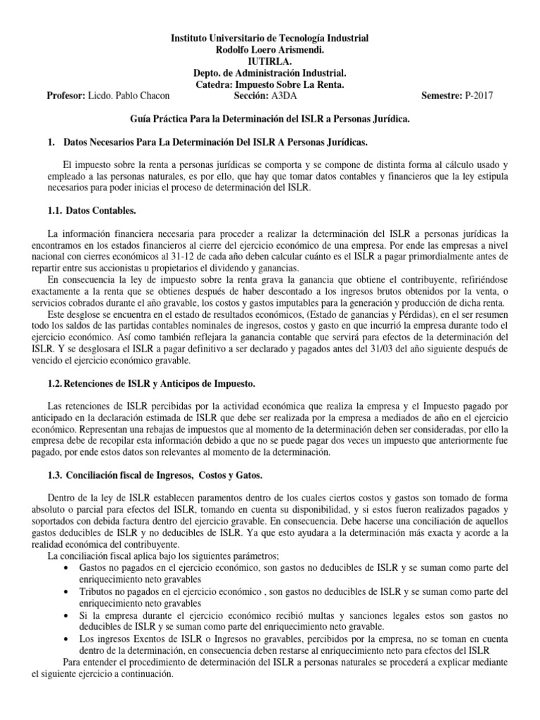 ISLR PJ - Guia Practica | PDF | Contabilidad | Estado de resultados