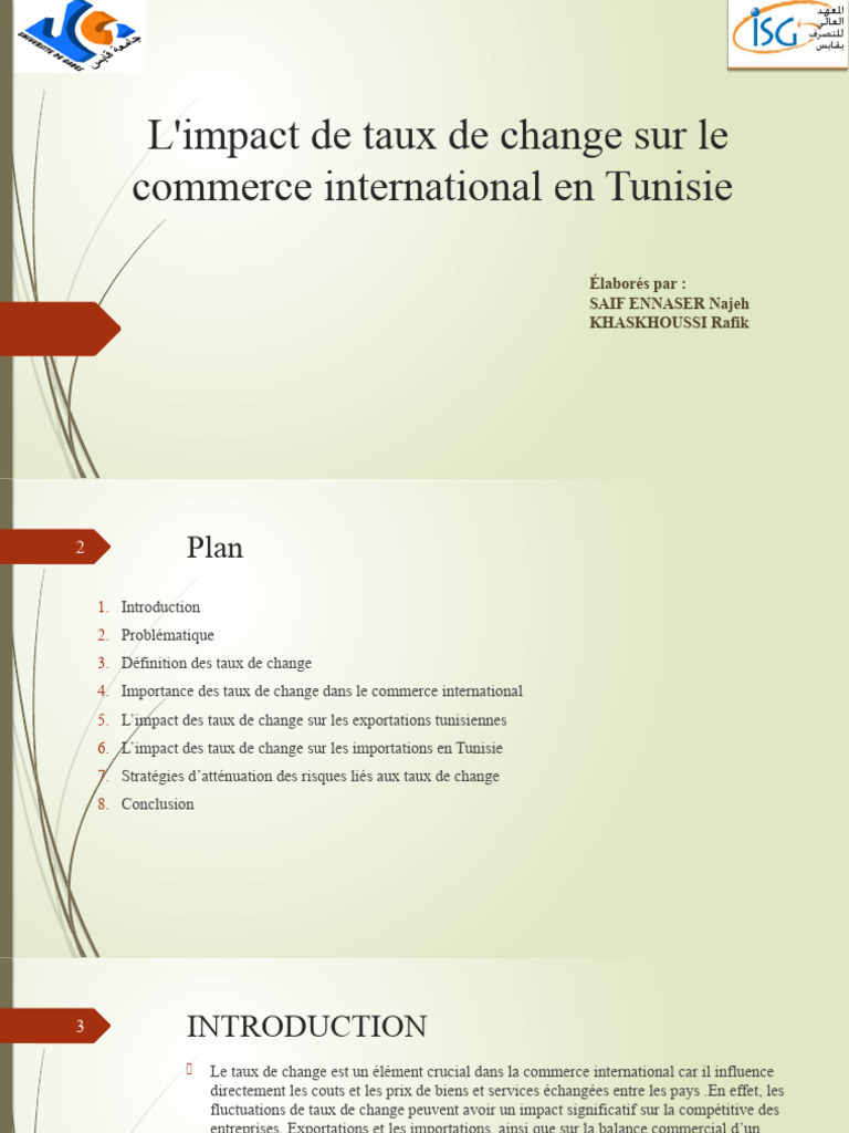 L'impact Du Taux de Change Sur Le Commerce en Tunisie | PDF | Taux de ...