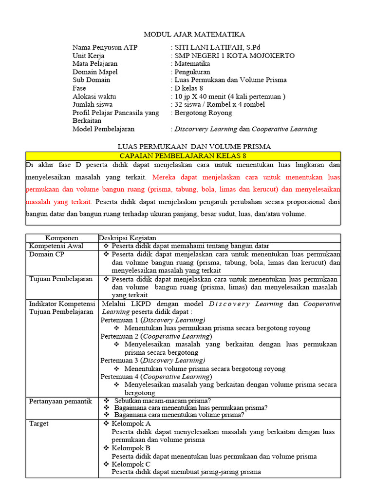 MODUL AJAR PRISMA | PDF