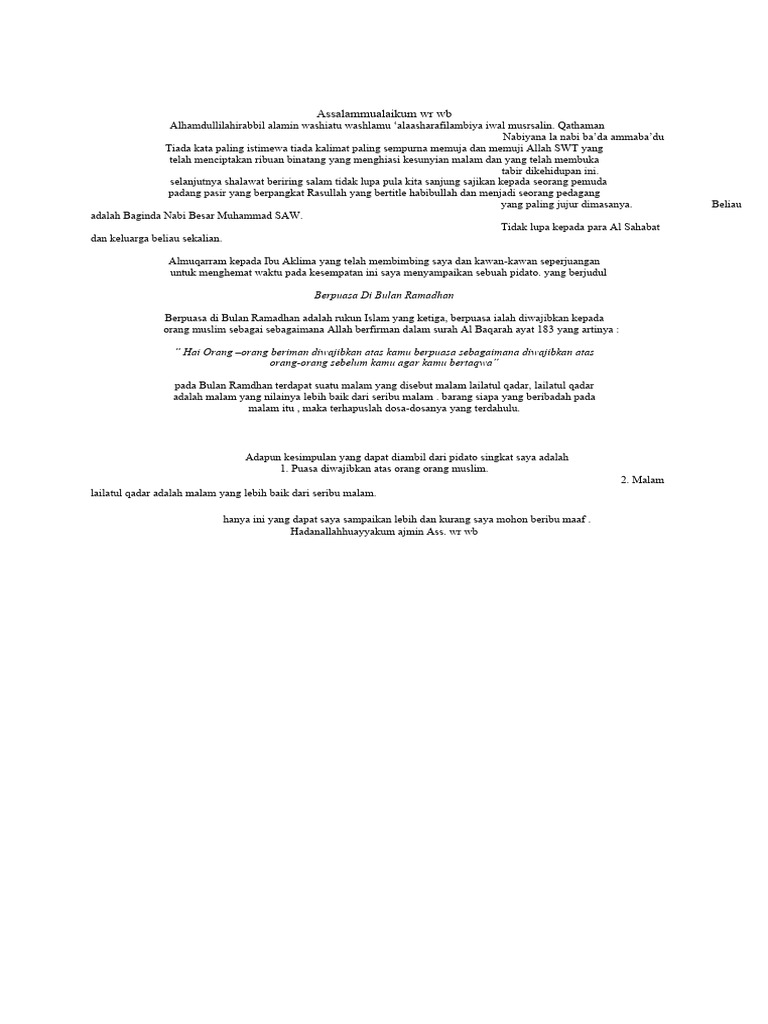 Skrip Ceramah Lailaul Qadar | PDF