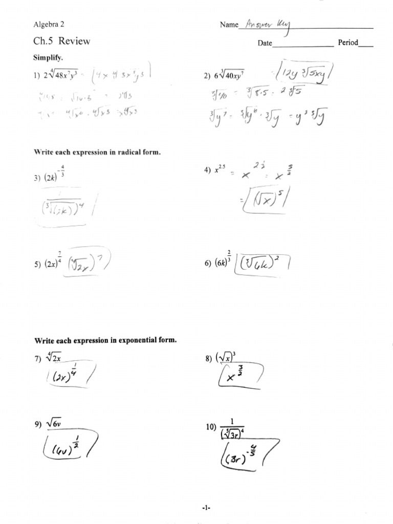 AnswerKey Ch.5 REVIEW | PDF