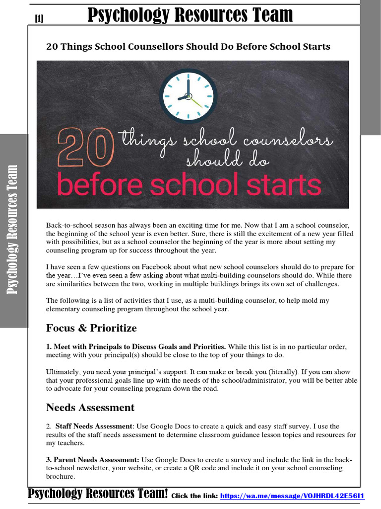 Essential Tasks for School Counselors | PDF | School Counselor ...