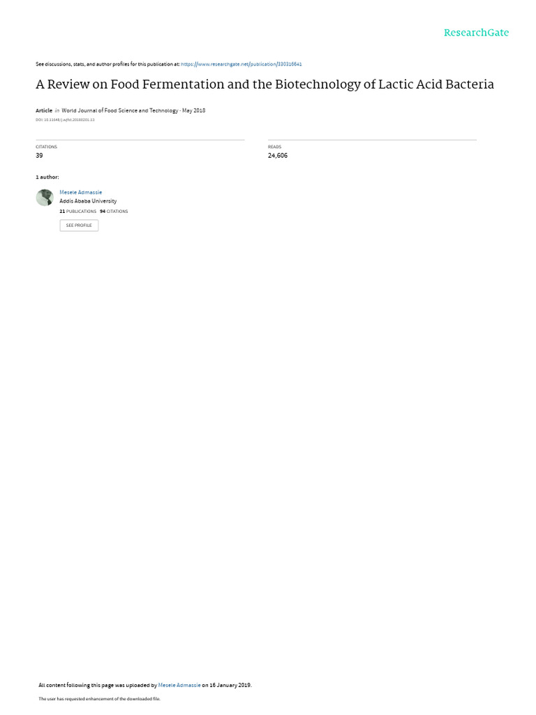 A Review On Food Fermentation and The Biotechnolog | PDF | Fermentation ...