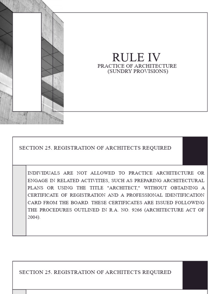 RULE IV | PDF | Architect | Corporations