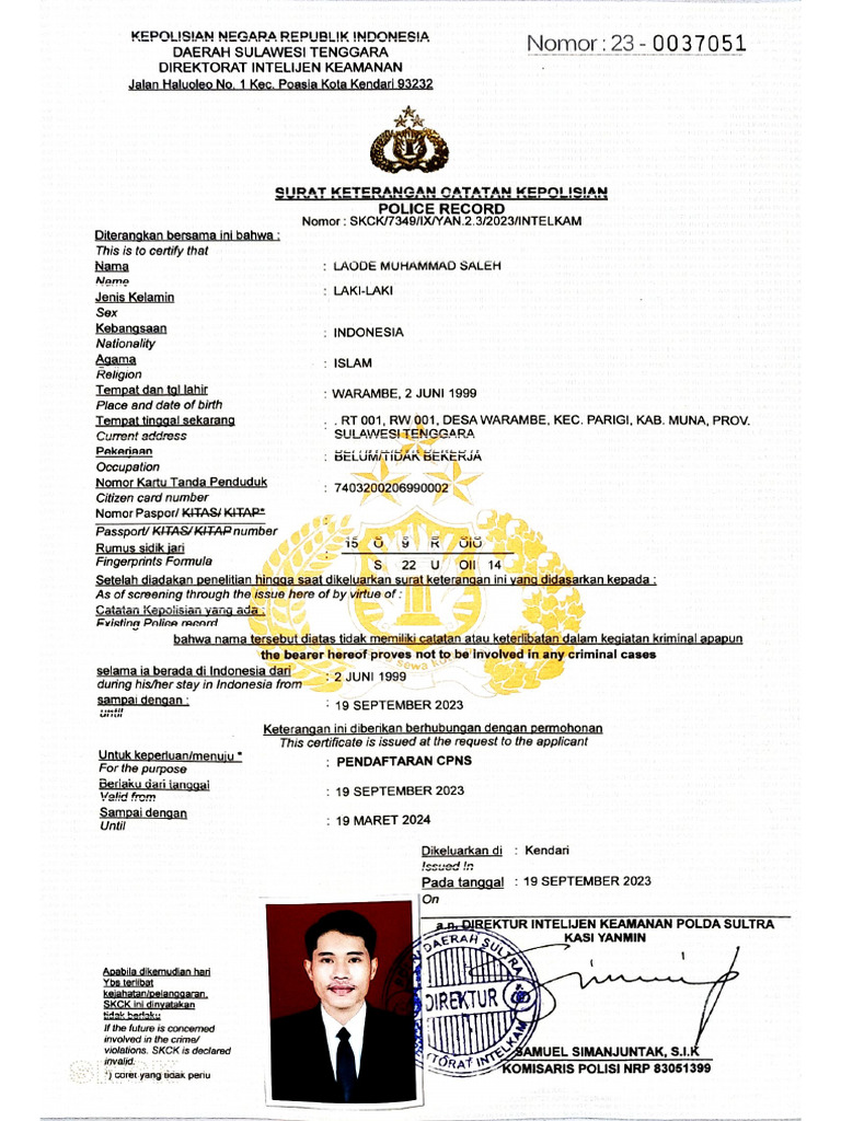 SKCK - Laode Muhammad Saleh | PDF