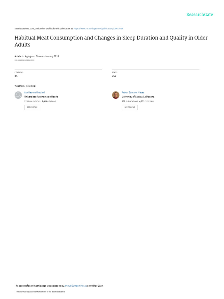 Habitual Meat Consumption and Changes in Sleep Dur | PDF | Body Mass ...