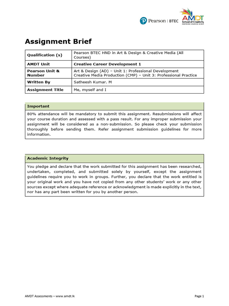 Creative Career Development BRIEF | PDF