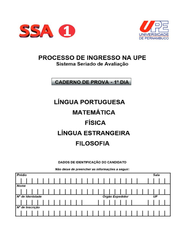 Prova SSA 1 Dia1 | PDF