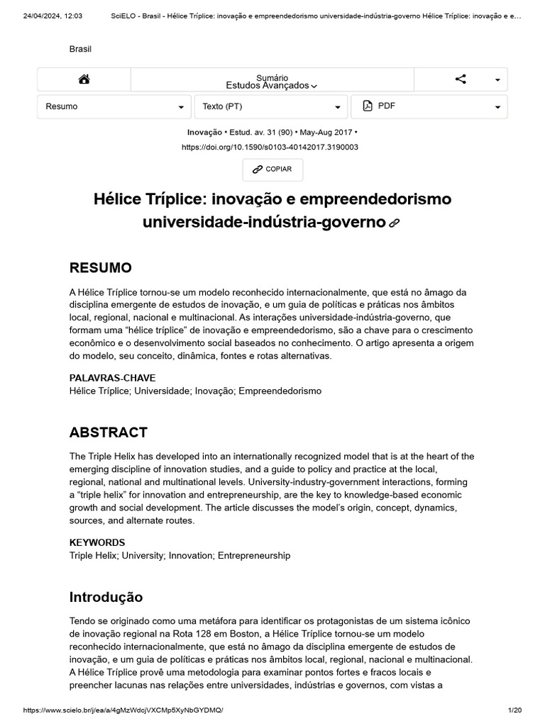 Hélice Tríplice: Inovação e Empreendedorismo Universidade-Indústria ...