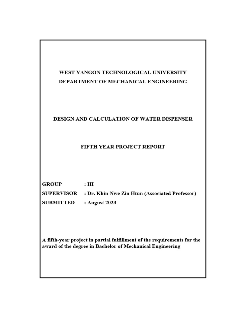 Design and Calculation of Water Dispenser | PDF | Air Conditioning ...