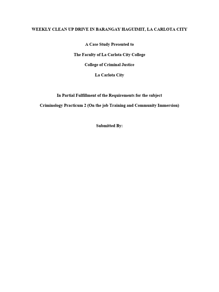 Weekly Clean Up Drive in Barangay Haguimit | PDF | Municipal Solid ...