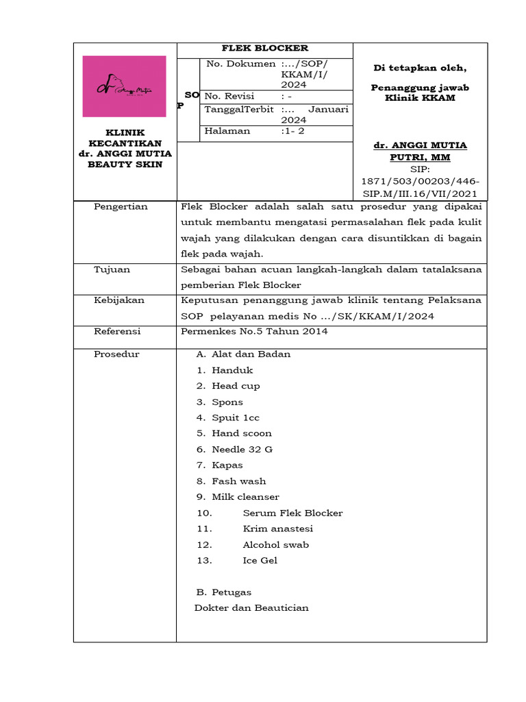 Sop Flek Blocker | PDF