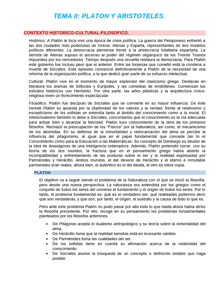 Platón y Aristóteles: Filosofía y Contexto | PDF | Platón | Virtud