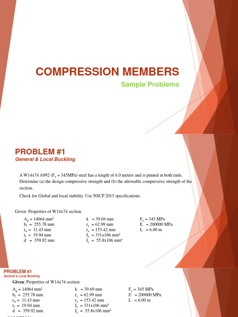 Compression Members Sample Problems | PDF | Applied And ...