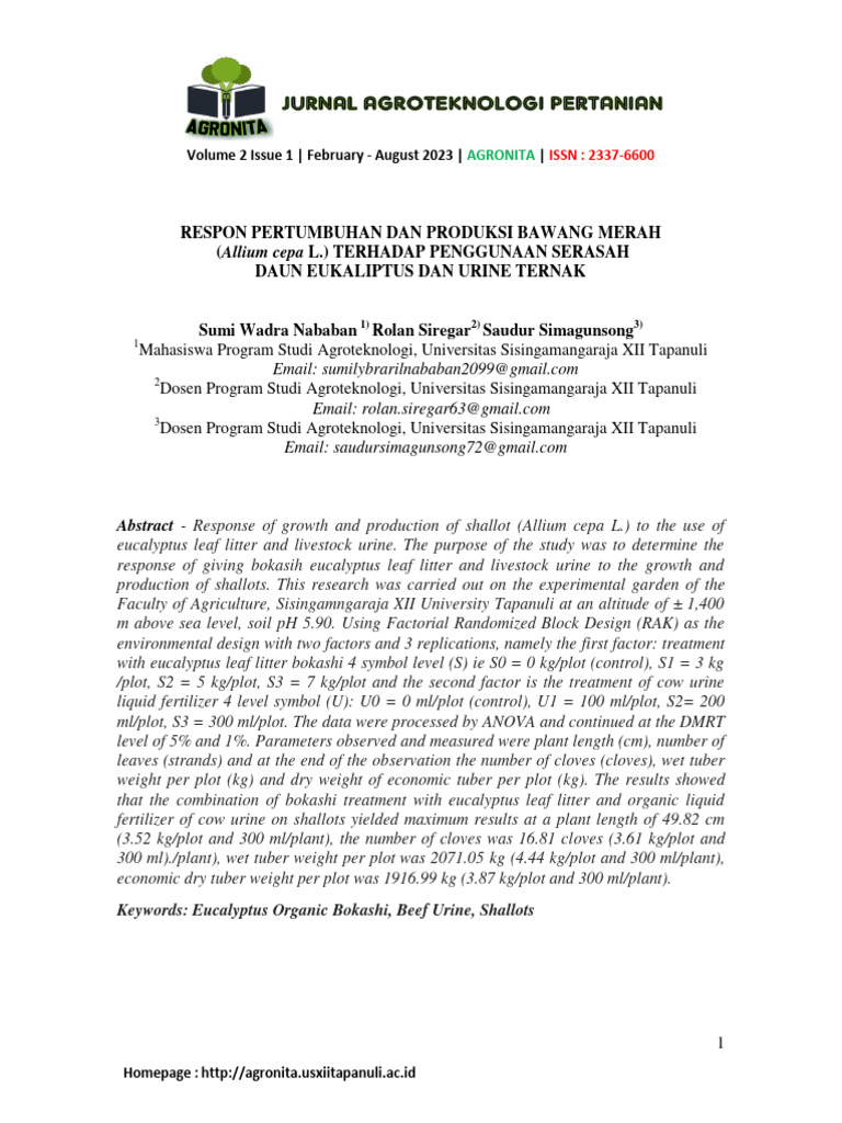 Jurnal Bawang Merah (Sumi Dan Rolan) | PDF | Teknologi & Rekayasa