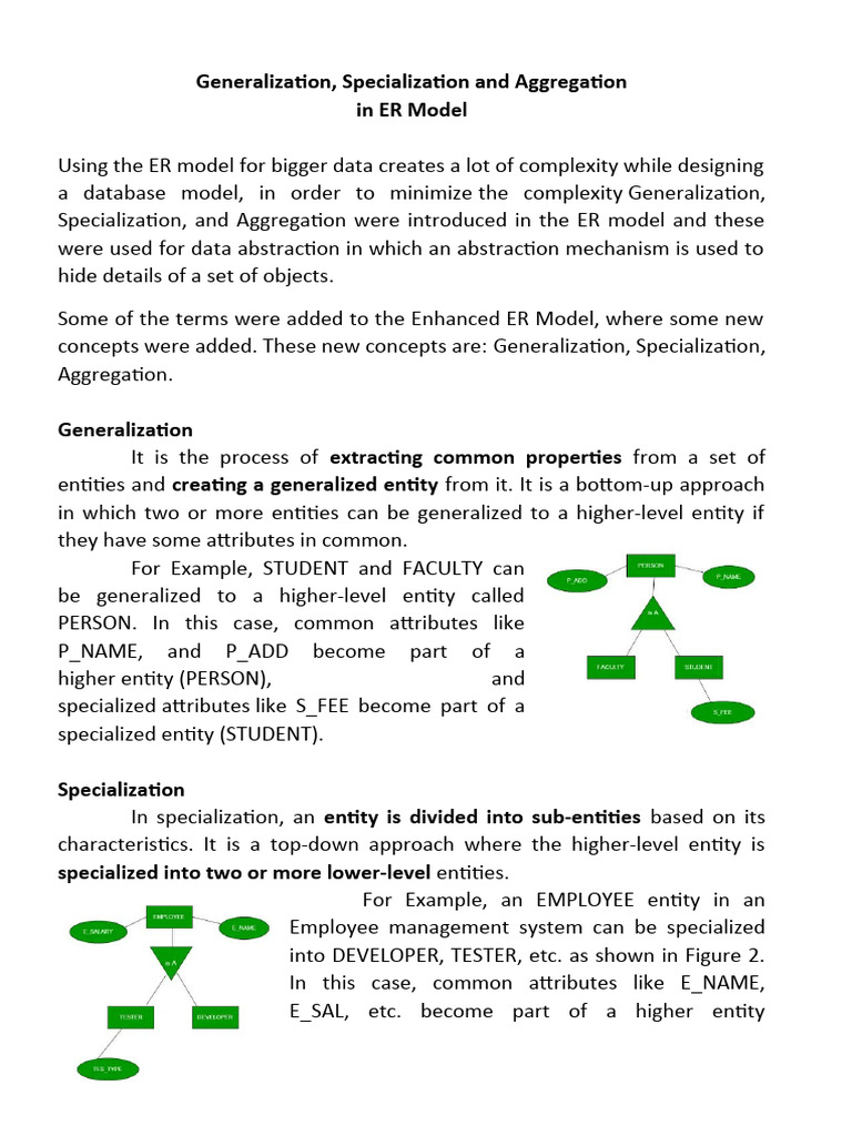 Generalization, Specialization, Aggregation MIDTERM | PDF | Cognitive ...