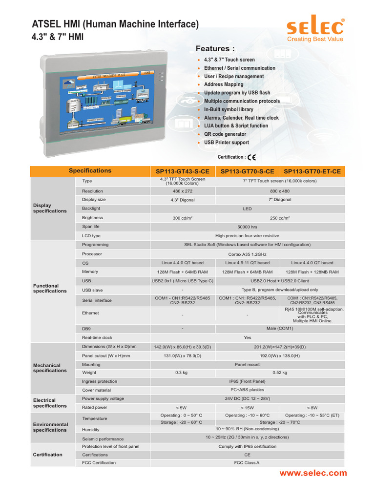 Atsel HMI SP113 Datasheet | PDF | Usb | User Interface