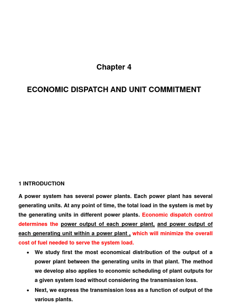 12 - Economic Dispatch and Unit Commitment | PDF | Marginal Cost | Mathematical Optimization