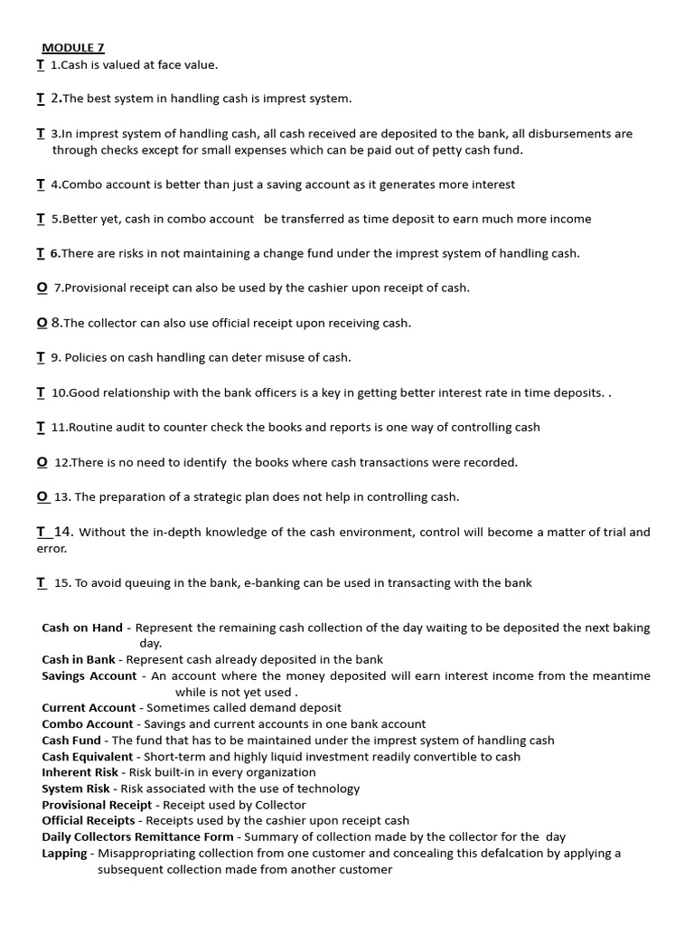 FinMa M7-10 Reviewer | PDF | Cheque | Inventory