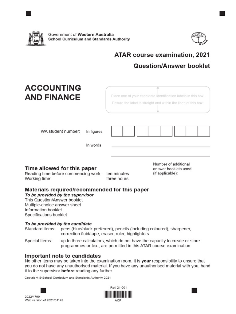 2021 ACF Written Examination-Web-version | PDF | Dividend | Expense