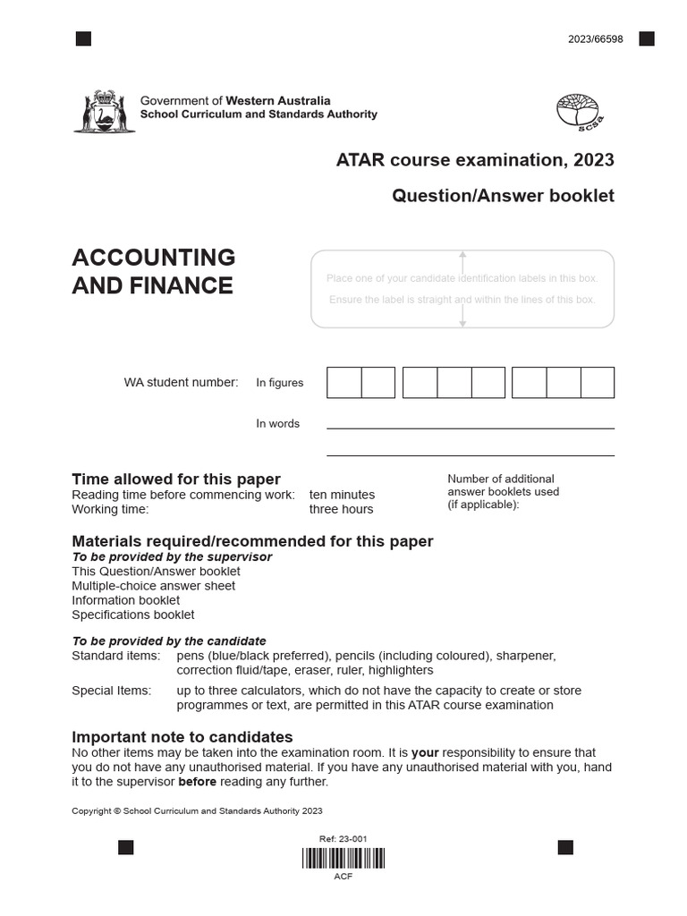 2023 ACF Examination | PDF | Expense | Debits And Credits