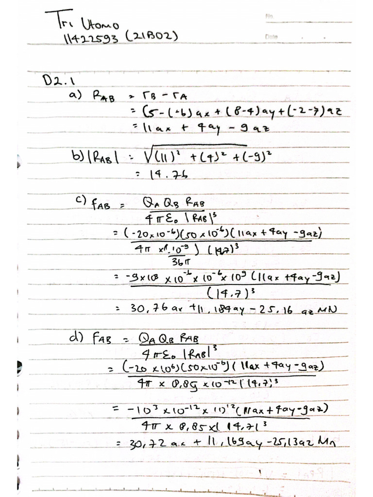 TriUtomo - 11422593 - 2IB02 - Teori Medan D2.1 | PDF