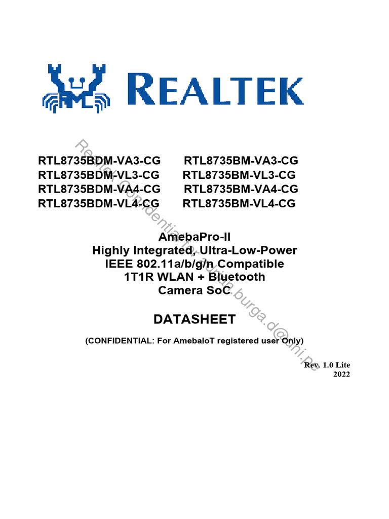 AMB82-RTL8735B_Datasheet_1_0 | PDF | Ieee 802.11 | Bluetooth