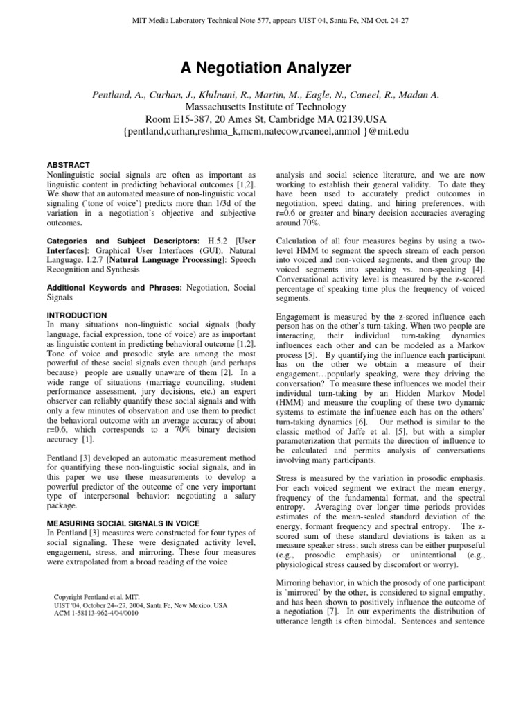 A Negotiation Analyzer | PDF | Negotiation | Cognitive Science