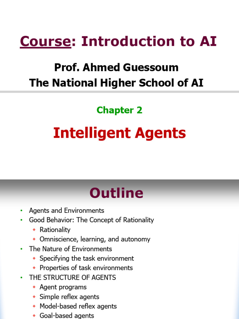 Chapter 2 - Intelligent Agents - Ahmed Guessoum | PDF | Rationality | Determinism