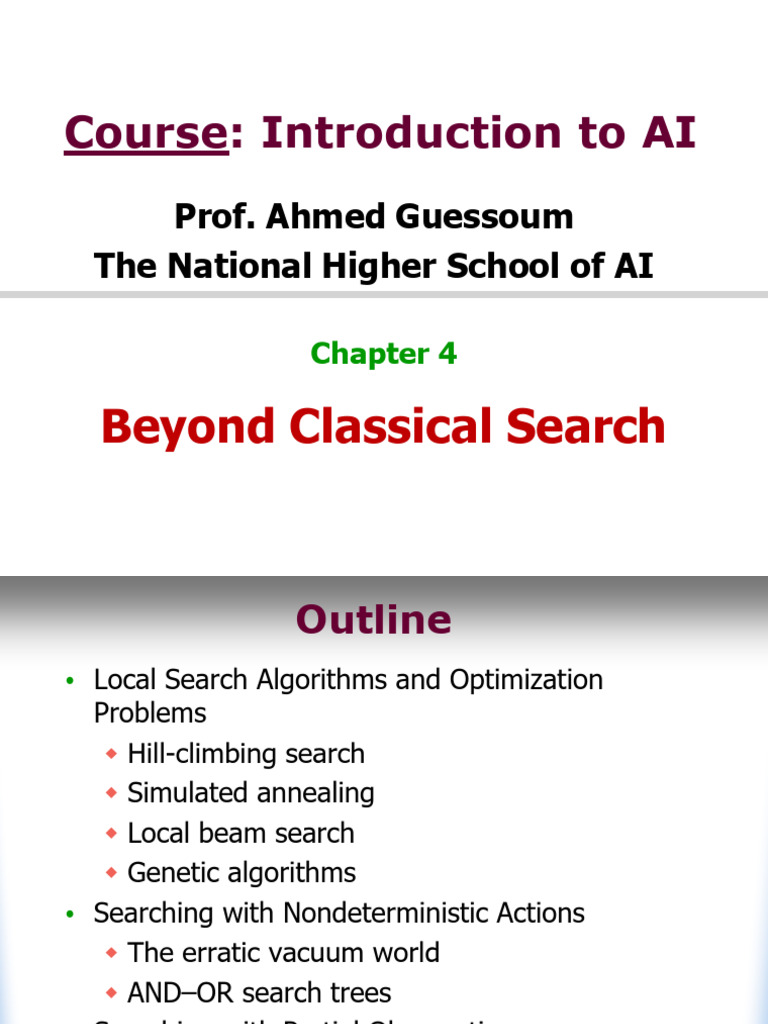 Chapter 4 - Beyond Classical Search - Complete - Ahmed Guessoum | PDF | Genetic Algorithm ...