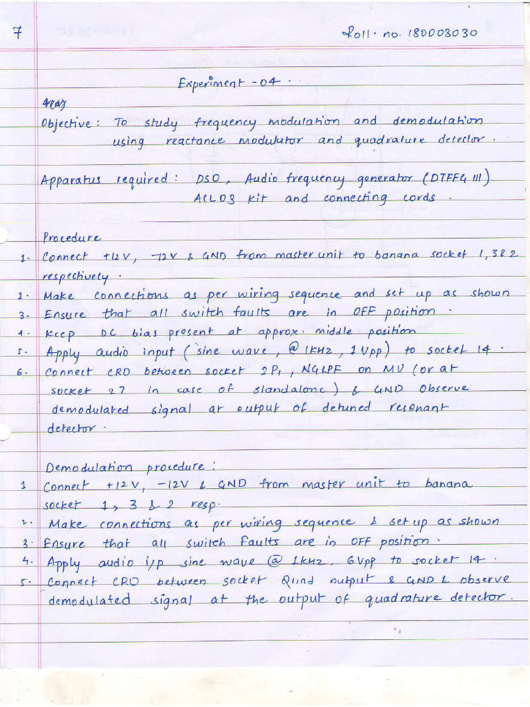 Experiment04 FM MOD DEMOD 180003030 | PDF