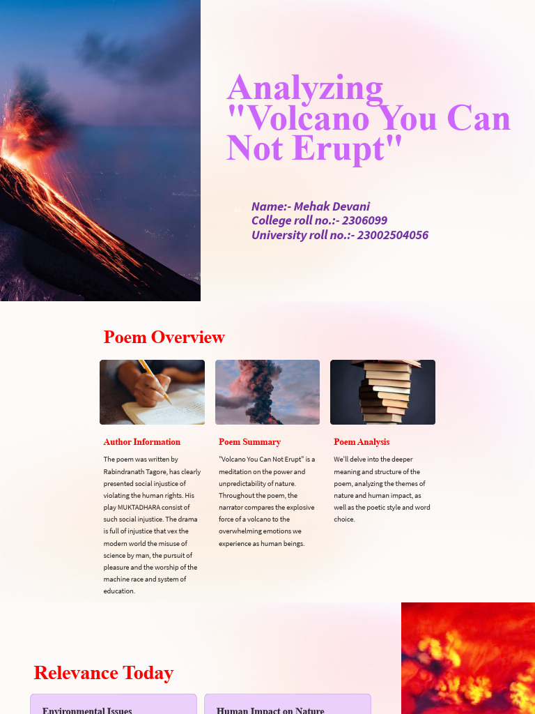 Analysis of "Volcano You Cannot Erupt" | PDF | Poetry | Volcano