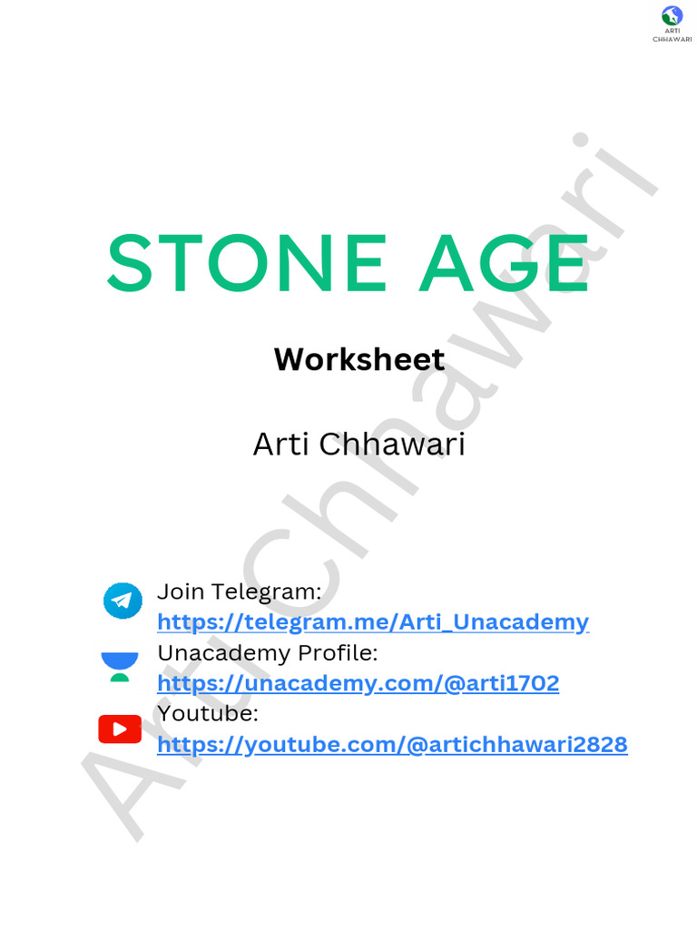 Worksheet 1 Stone Age | PDF