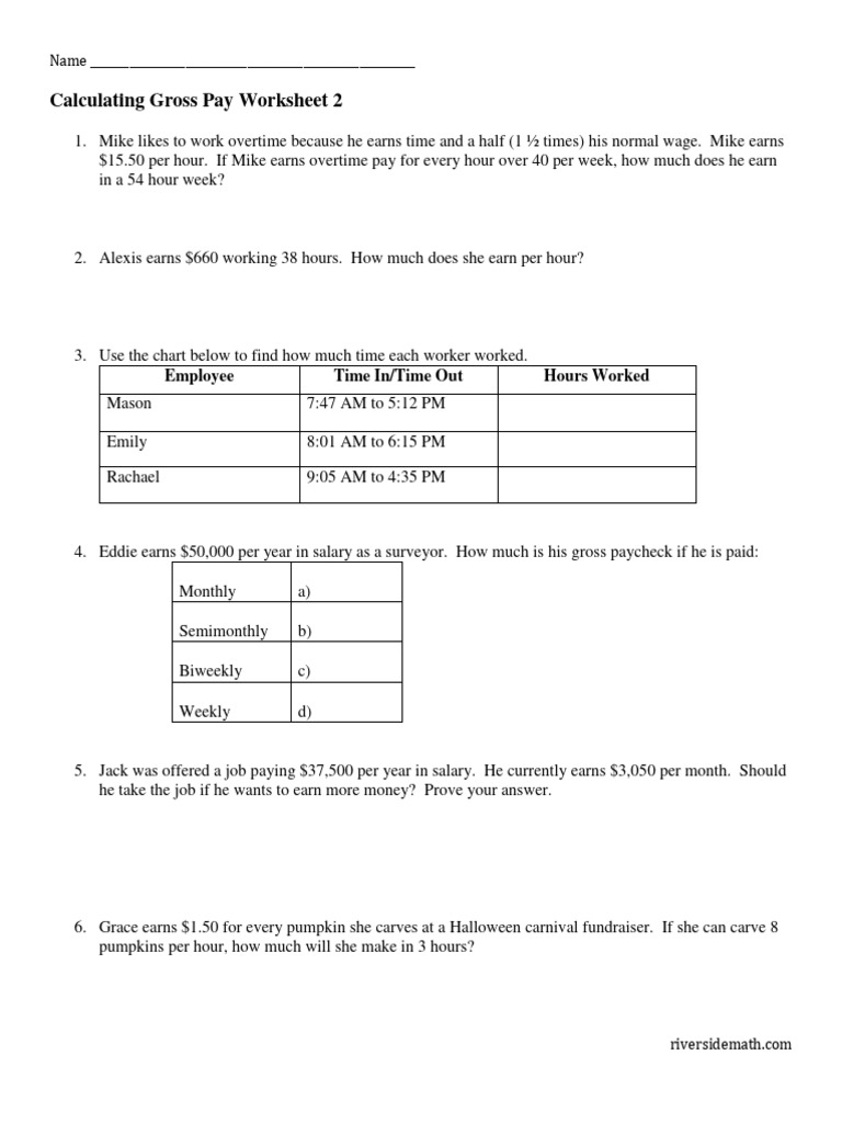 Calculating Gross Pay | PDF | Salary | Overtime